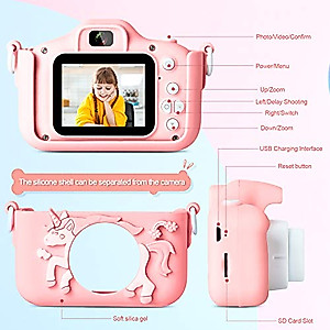 DAOKEY Upgrade Kids Camera for Girls, 1080P HD Digital Toddler Cameras for Children Birthday Festival Gift, Unicorn Camera for 3 5 6 7 8 9 Year Old Boys 20MP… Pink