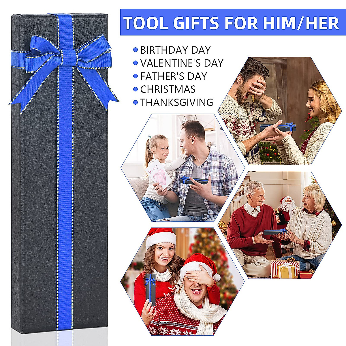 6 in 1 Multitool Pen Construction Tool,Stylus,Ruler,Screwdriver,Level, include 6 Refills,Stocking Stuffers for Men,Christmas Gifts for Men Dad, Including Gifts Box and bowknot