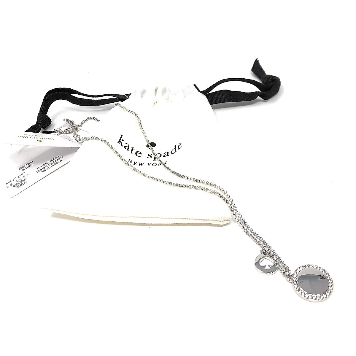 Kate Spade New York Clear Silver Plated Spot The Spade Charm womens Pendant Necklace