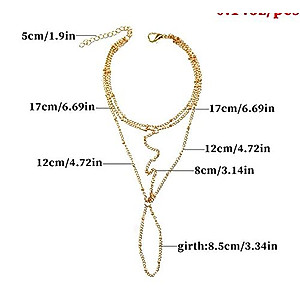 Chicque Beaded Ring Bracelet Hand Chain Gold Layered Finger Ring Hand Bracelet Party Hand Jewelry for Women and Girls