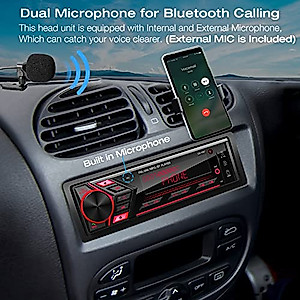 Bluetooth Car Stereo Marine Radio: Single Din LCD Display Audio - Multimedia MP3 Player with FM/AM Radio | Dual USB/SD Card/AUX-in | 2.1A Quick Charge | APP Control | IR Remote