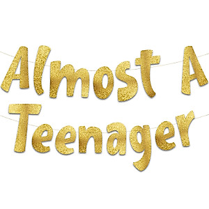 12th Birthday Gold Glitter Banner - Happy 12th Birthday Party Decorations, Supplies and Favors - 12th Wedding Anniversary Decorations