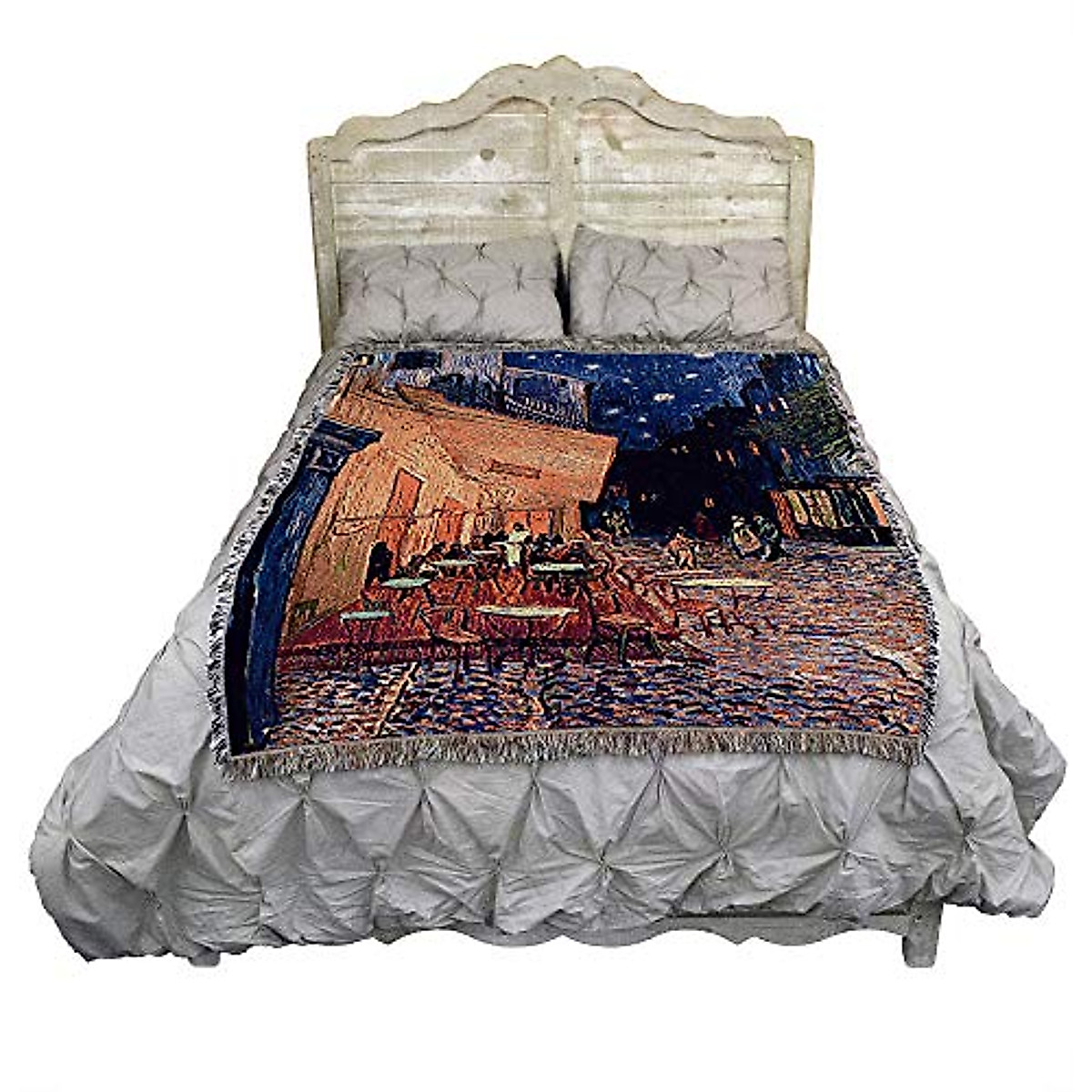 Pure Country Weavers Cafe Terrace at Night Blanket by Vincent Van Gogh - Fine Art Gift Tapestry Throw Woven from Cotton - Made in The USA (72x54)