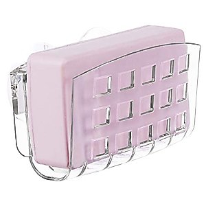 iDesign BPA-Free Plastic Sponge Holder for Kitchen Sink with Suction Cups, Ideal for Kitchen Sinks and Bathroom Organization, 2.3" x 5.2" x 3.7", Clear