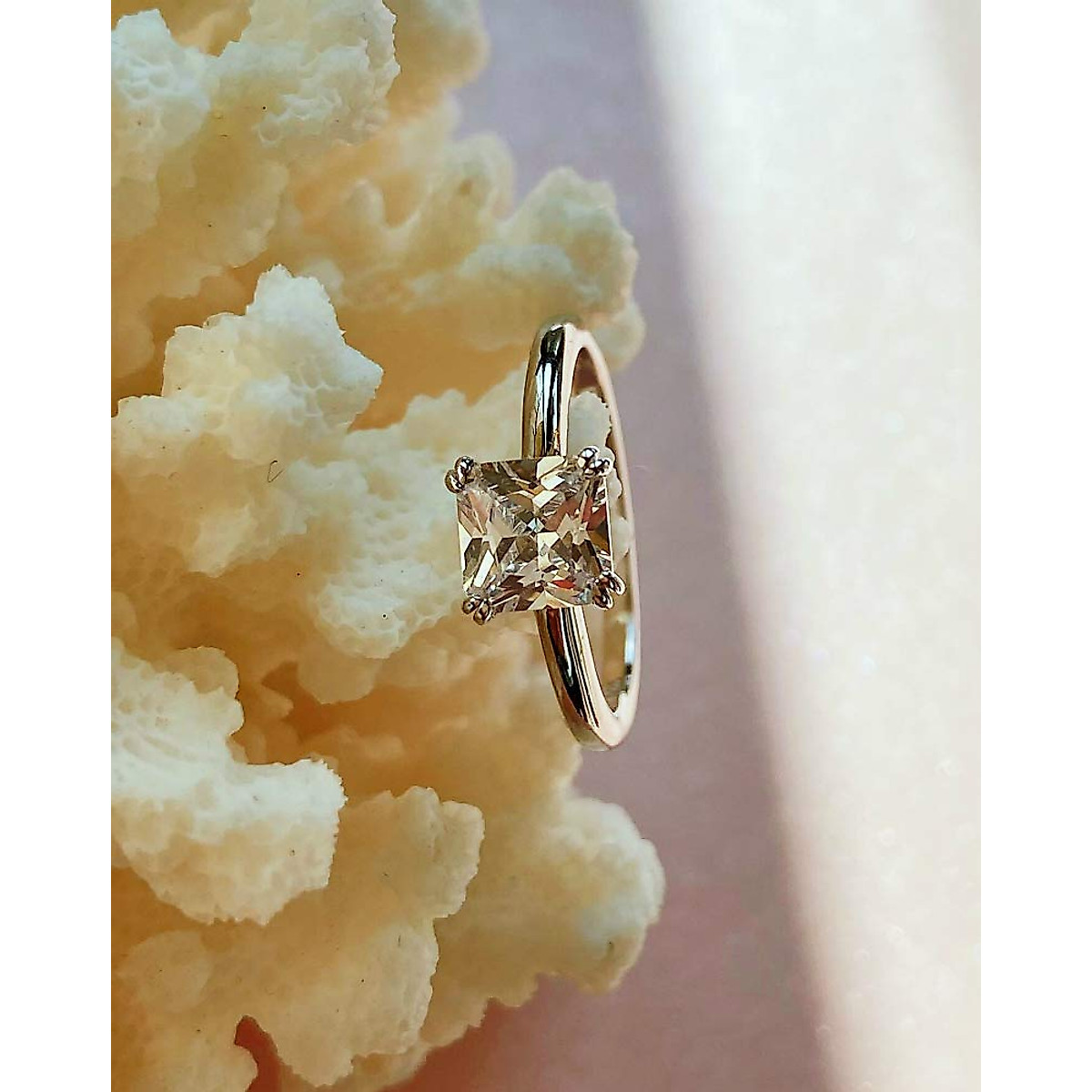 Simple Princess Cut Solitaire Engagement Ring Square 1.25 Ct Cubic Zirconia Bridal Ring 925 Sterling Silver (Silver, 6)