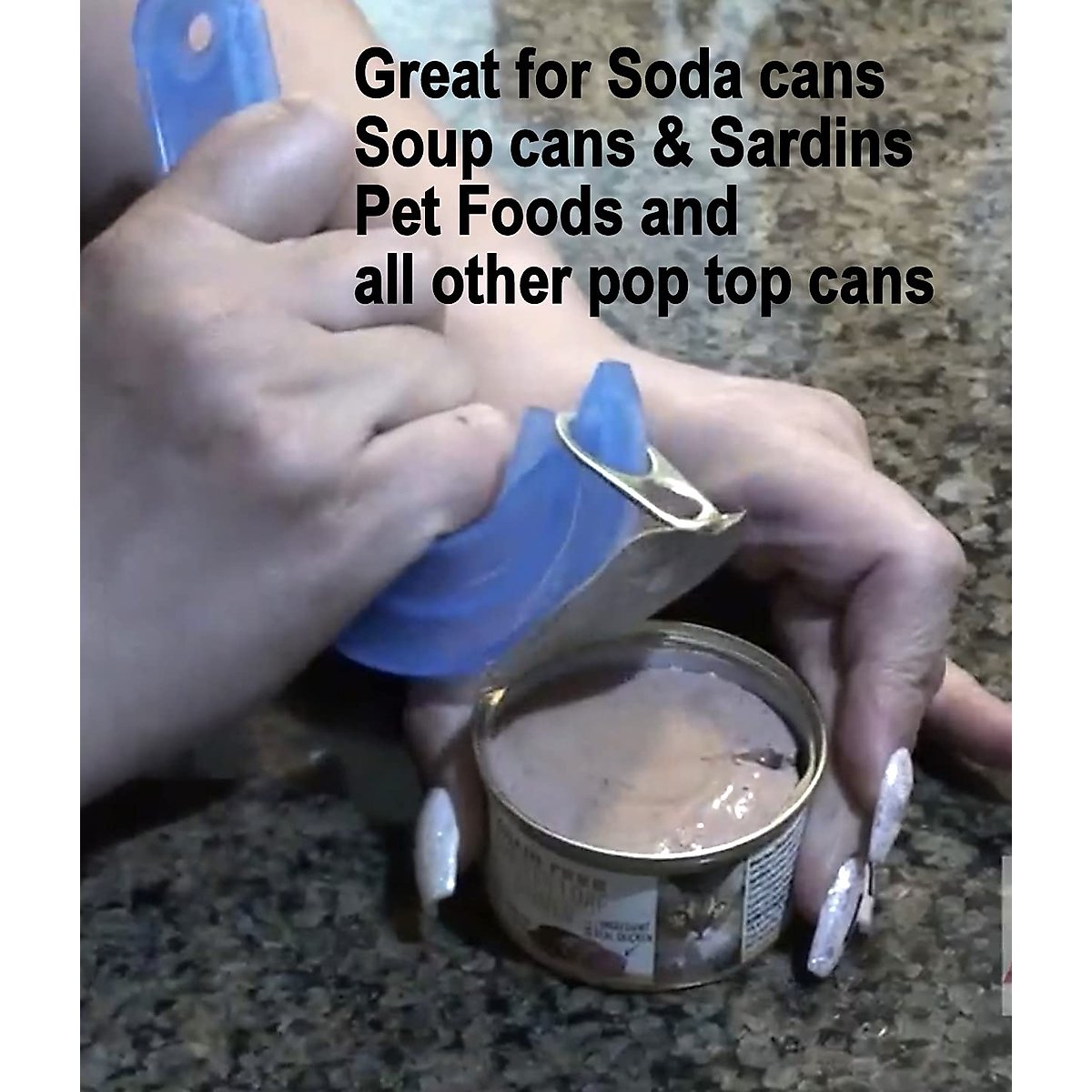 1 Easy Safe Ring Pull J Pop CAN OPENER Ring-Pull and Pull Tab Can Opener Protects Nails Arthritis Hands Helper By ALAZCO Easy Safe (1 Random Color)