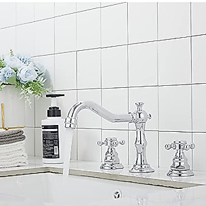 GGStudy Two Handles 3 Holes 8-16 inch Widespread Bathroom Sink Faucet Chrome Basin Mixer Tap