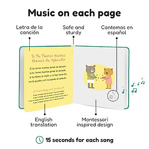 Cali's Books Spanish Nursery Rhymes | Spanish Baby Book with English Translation | Learn Spanish for Kids | Spanish Books for Toddlers 1-3 | 6 Canciones Infantiles en Español