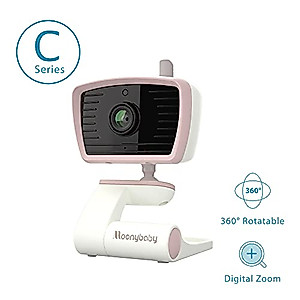 Moonybaby Trust 50s Baby Monitor No WiFi, 15 Hours Long Battery Life, 1000ft Long Range, 5" Display, Auto Night Vision, 2-Way Audio, Temperature Sensor, Lullabies, Power Saving/Voice Activation, Pink