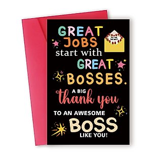 Zyulin Thank You Card Gifts for Boss Leader Manager, Cute Bosses Day Card Gifts for Her Him, Funny Boss's Day Card Gifts for Men Women, Best Boss Appreciation Card