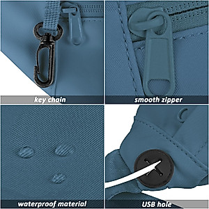 Yamdeg Small Crossbody Fanny Pack With 3 Zippers, 3 Pockets Fanny Pack For Women Gifts, Anti Theft Waist Bag For Travel With Mini Waterproof Bag, Slim Belt Bag For Sports Running, Bum Bag Lake Blue