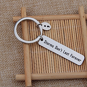 QIIER Storms Don't Last Forever Semicolon Keychain Suicide Prevention Awareness Depression Awareness Inspirational Semi Colon Jewelry (silver)