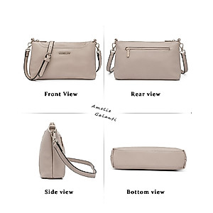 AMELIE GALANTI Small Medium Size Crossbody Bag purse for Women,leather Shoulder handbag with Adjustable Strap (beige)
