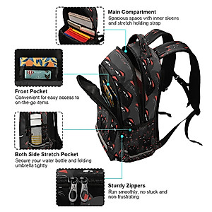 xigua Black Cat Print Backpack Casual Daypacks Outdoor Sports Rucksack School Shoulder Bag for Boys Girls Teens