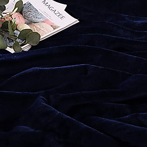 NANPIPER Sherpa Blanket, Super Soft Fuzzy Flannel Fleece/Wool Like Reversible Velvet Plush Blanket, Thick Warm Blanket for Winter (Twin Size 60"x80", Navy Blue)