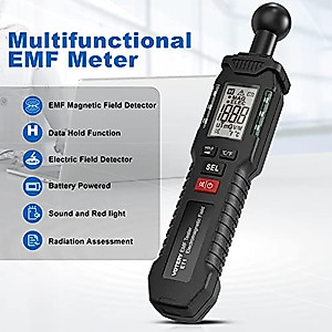 EMF Meter, Votery Rechargeable Electromagnetic Field Radiation Detector Digital EMF Detector with LCD, Temperature Measure, Hand-held Magnetic Field Detector for Home, Office, Outdoor