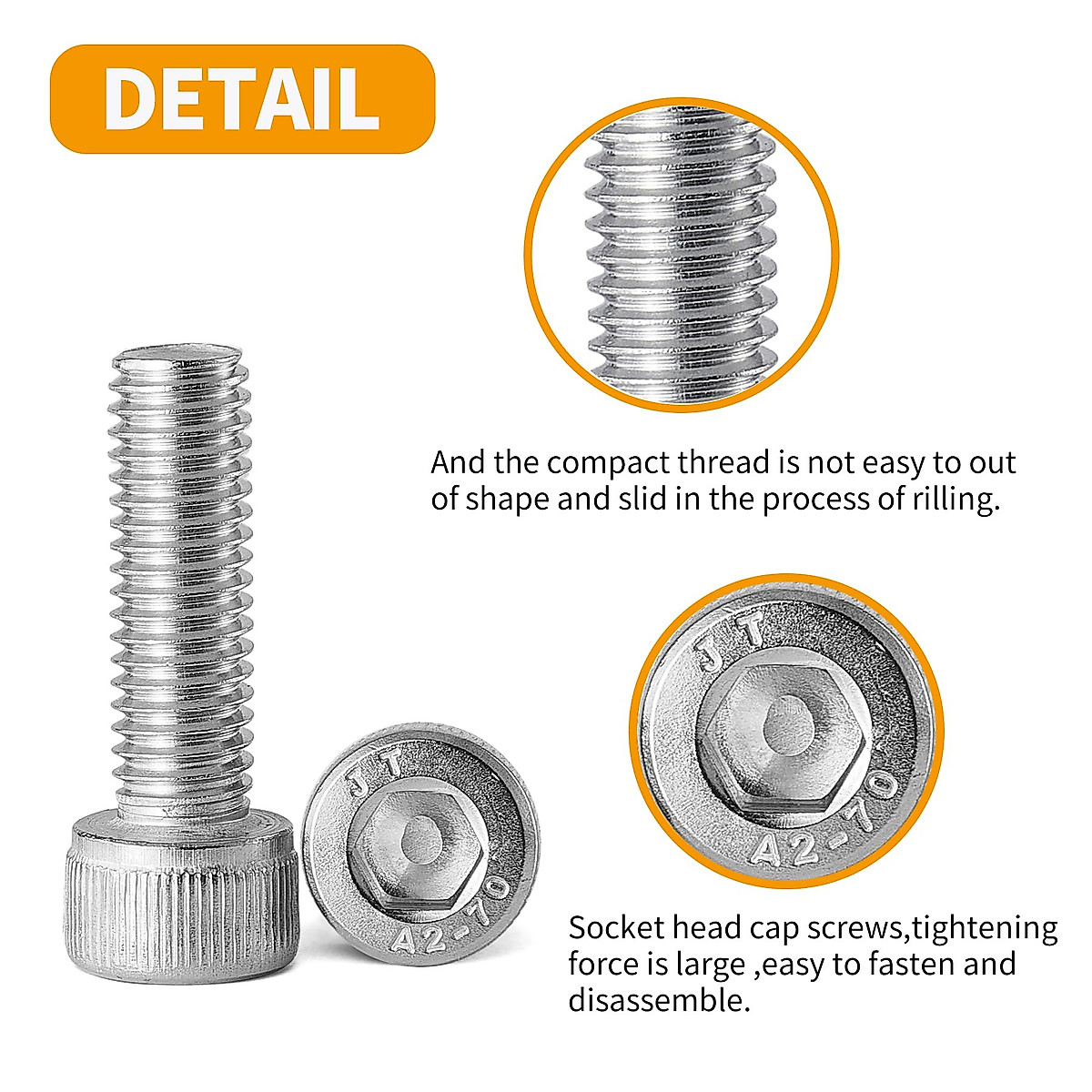Cicidorai M5 x 8mm 12mm 16mm 20mm 25mm Socket Head Cap Screws Bolts, Stainless Steel 304, Metric Allen Hex Drive, Fully Threaded, Bright Finish, 50PCS