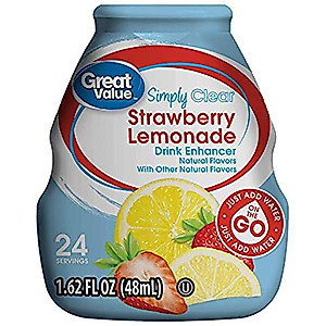Great Value SIMPLY CLEAR drink flavor enhancer. No artificial colors. Kosher. Gluten Free 6 bottles Grape (2) + Strawberry Lemonade (2) + Strawberry Watermelon (2) (CLEAR - Flavor Enhancer 6 bottles)