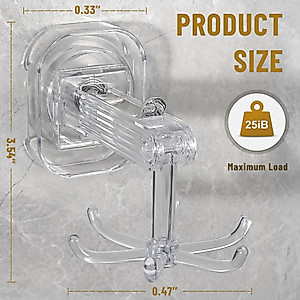 Fischuel Bathroom Wall and Ceiling Rotary Hook, 6 Claws Swivel Hook Shower Hanger, Compatible with Bathroom, Dressing Table, Entryway Storage (Colorless)