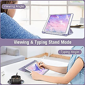 Fintie Hybrid Slim Case for iPad Air 3rd Generation 10.5" 2019 / iPad Pro 10.5 Inch 2017 - [Built-in Pencil Holder] Shockproof Cover with Clear Transparent Back Shell, Lilac Marble