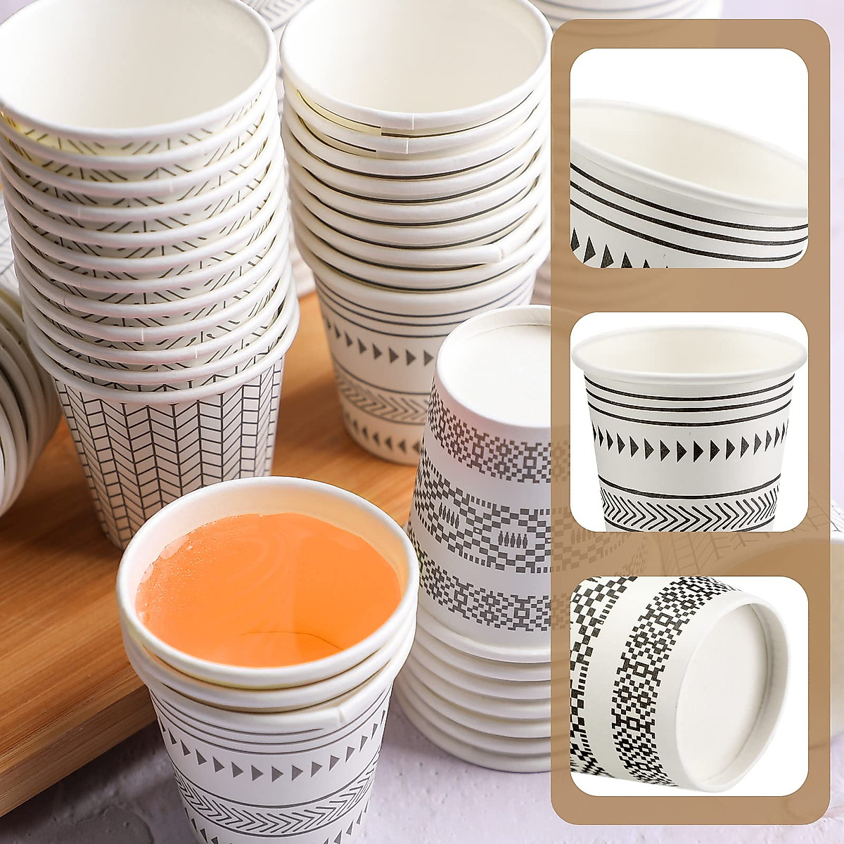 600 Pack Disposable 3 oz Paper Cups, Mouthwash Small Tasting Cups Bathroom Paper Coffee Cold Beverage Drinking Cup for Picnic, BBQ, Party, Travel and Event (Stylish)
