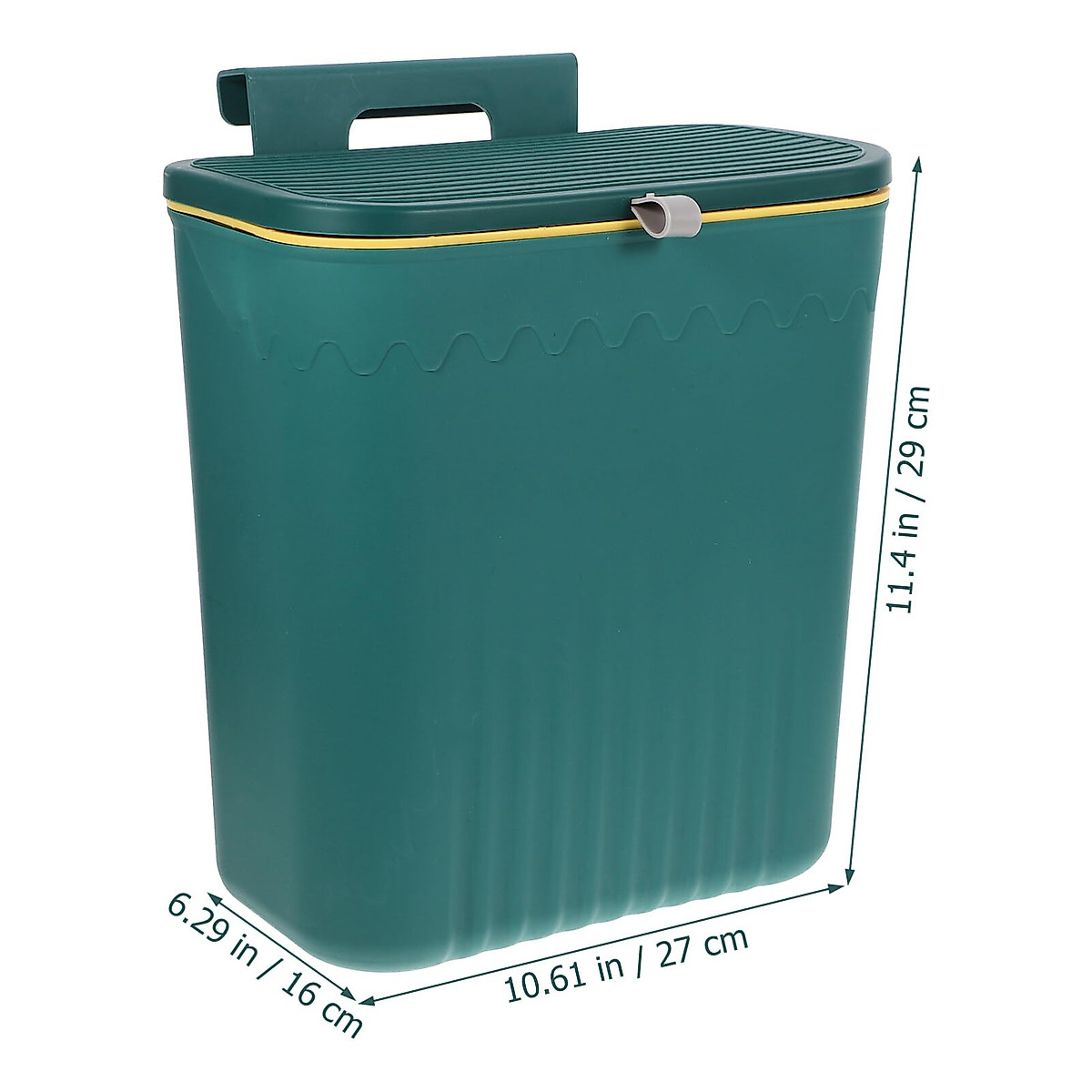 DEARMAMY Hanging Trash Can with Lid Kitchen Compost Bin for Counter Top Under Sink or Wall Mount Large Capacity Garbage Can Wastebasket for Cupboard Bathroom Bedroom