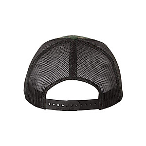 Richardson Patterned Snapback Trucker Cap Adjustable Army Camo/ Black