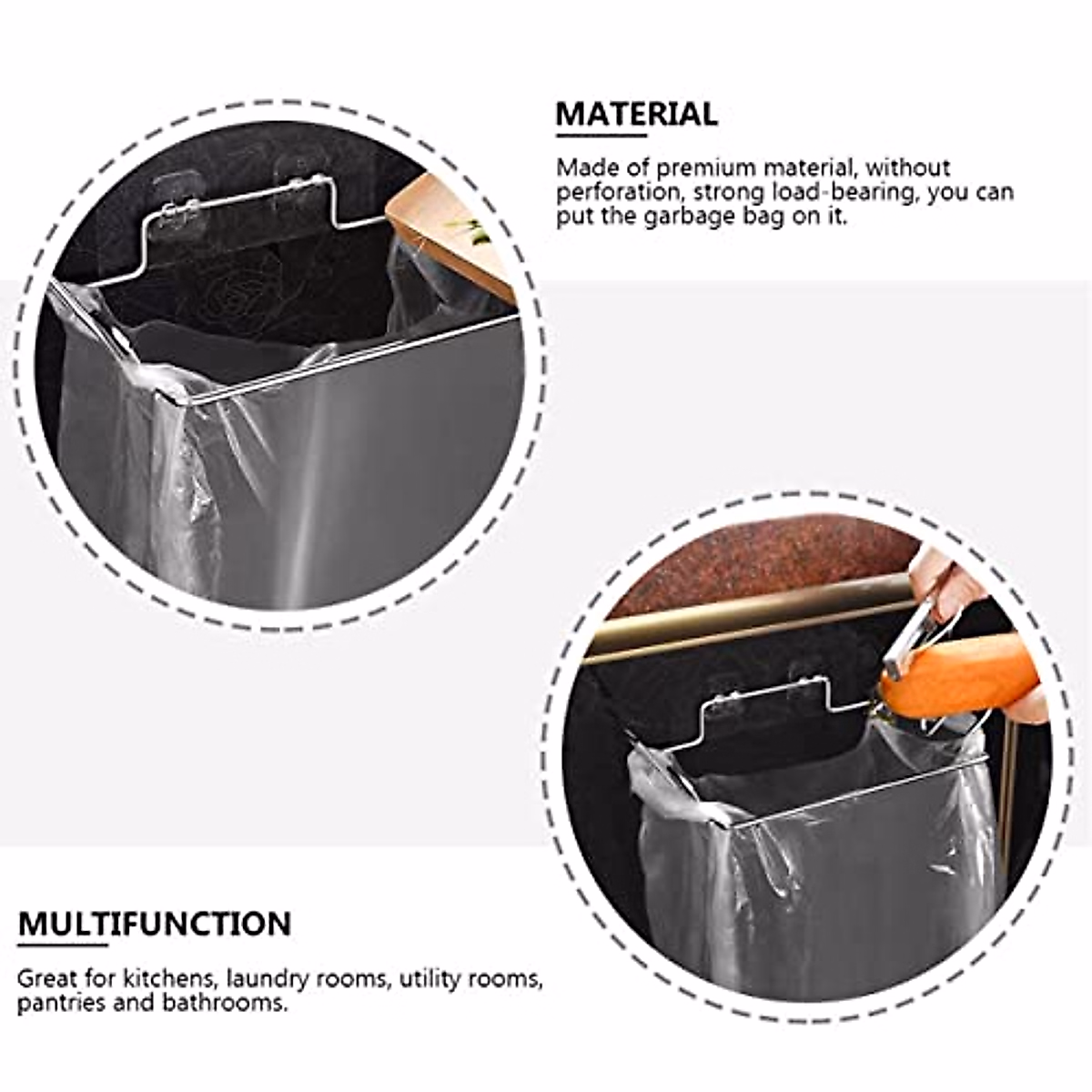 Cabilock 2set Organizer Sink Shopping Over Bags Door Can Hook Trash Cabinet Cupboards Hangers Holders Garbage Towel Reusable Bathroom Pantry Wastebasket for Room Wall Store