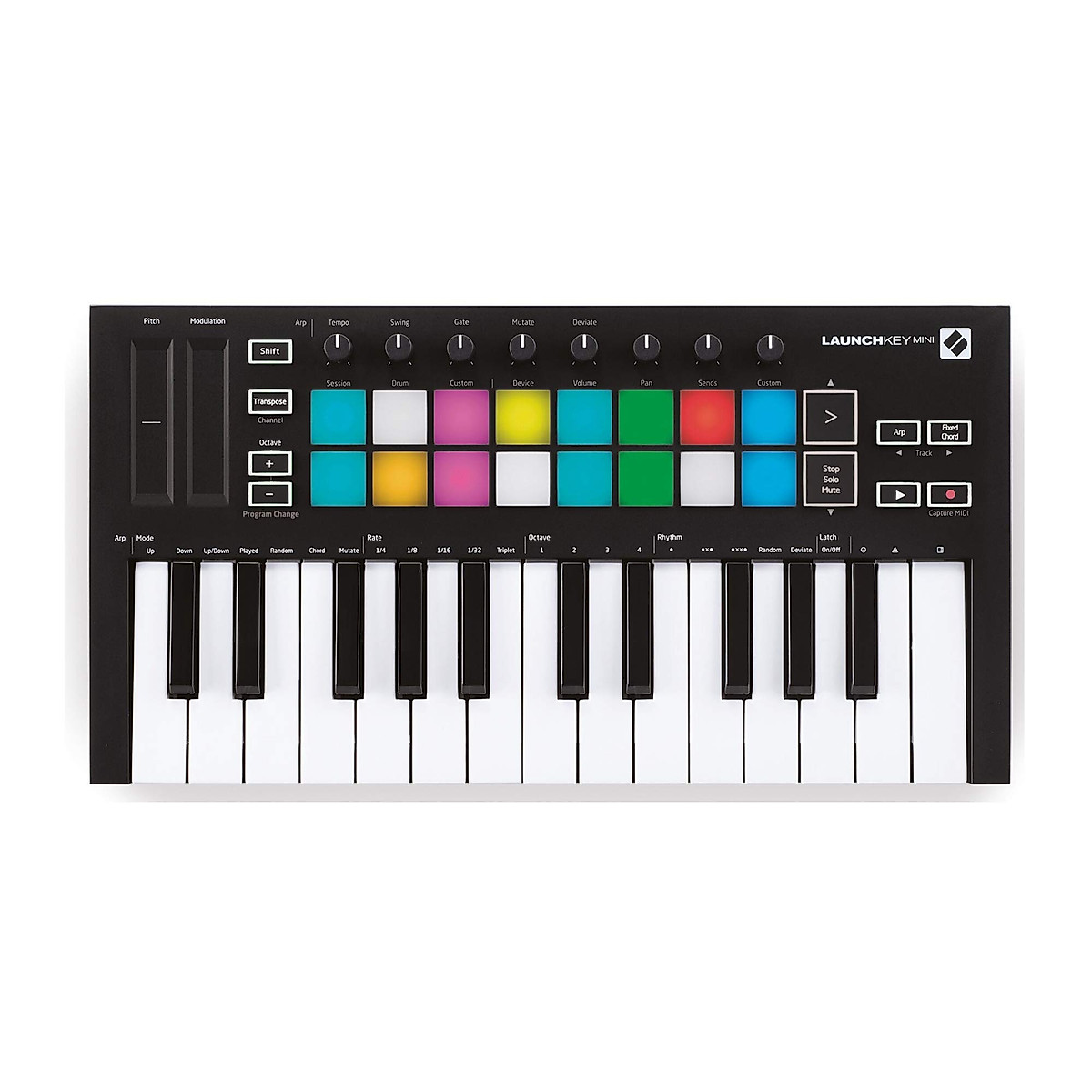 Novation Launchkey Mini MK3 25 Mini-Key MIDI Keyboard Bundle with Sustain Pedal and 4-Port 3.0 USB Hub (3 Items)