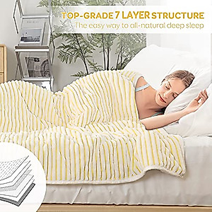 Lofus Ribbed Sherpa Fleece Weighted Blanket 60x80 inch 20lbs, White&Lemon