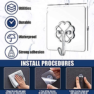 CTCK WINNING Adhesive Hooks Kitchen Wall Hooks- 20 Packs Heavy Duty 21lb(Max) Nail Free Sticky Hangers with Stainless Hooks Reusable Utility Towel Bath Ceiling Hooks Christmas Tree Hook