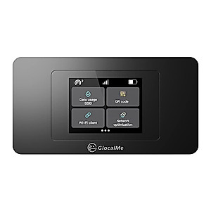 GlocalMe DuoTurbo 4G LTE Portable WiFi Mobile Hotspot Device for Travel, SIMFREE, No Contract, with US 8GB & Global 1GB Data in 150+ Countries, Support 10 Devices Connected (Black)