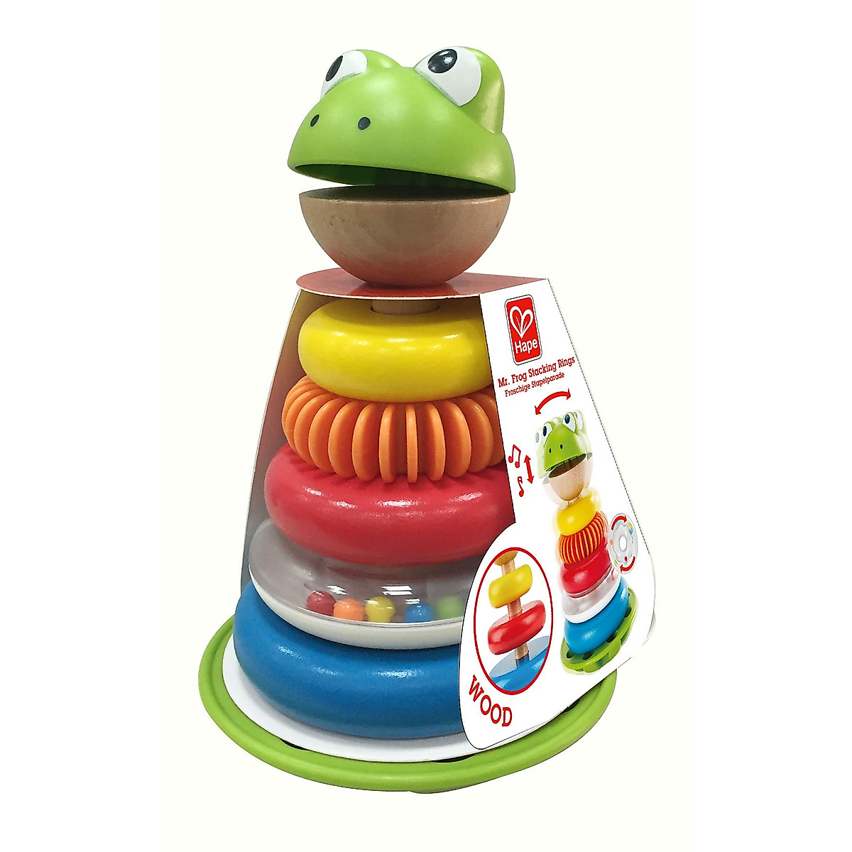 Hape E0457 Mr Frog Stacking Rings - Toddler Activity Toy L: 4.7, W: 4.7, H: 7.3 inch