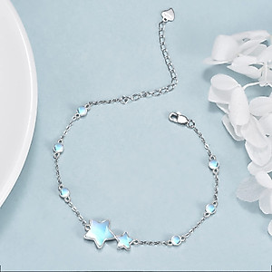 CRMAD Moonstone Star Bracelet for Women Sterling Silver Star Bracelet Irish Jewelry(star)