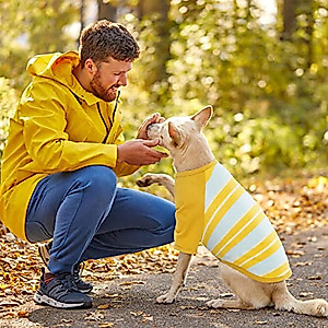 T'CHAQUE 100% Cotton Striped Dog Shirts for Small Medium Dogs Chihuahua Puppy Clothes T-Shirt, Soft and Durable Cat Pajamas Costume, Pet Dog/Cats Sweatshirt for All Season, Red Striped Patchwork, M