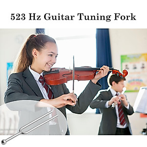 uxcell Metal Tuning Fork - 523 Hz Guitar Tuning Fork for Stress Relaxation, C Tone Musical Instruments Fork for Violin Piano Tuner Sound Device, Silver