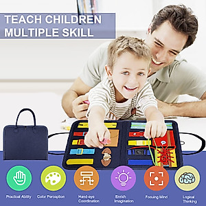Visen Toddler Busy Board Toys,Preschool Educational Learning Toys,Kids Learn to Dress Buckle Basic Skills,Montessori Toys for Toddlers,Sensory Toys for Toddlers 1-6 Year Old Boys/Girls Gift