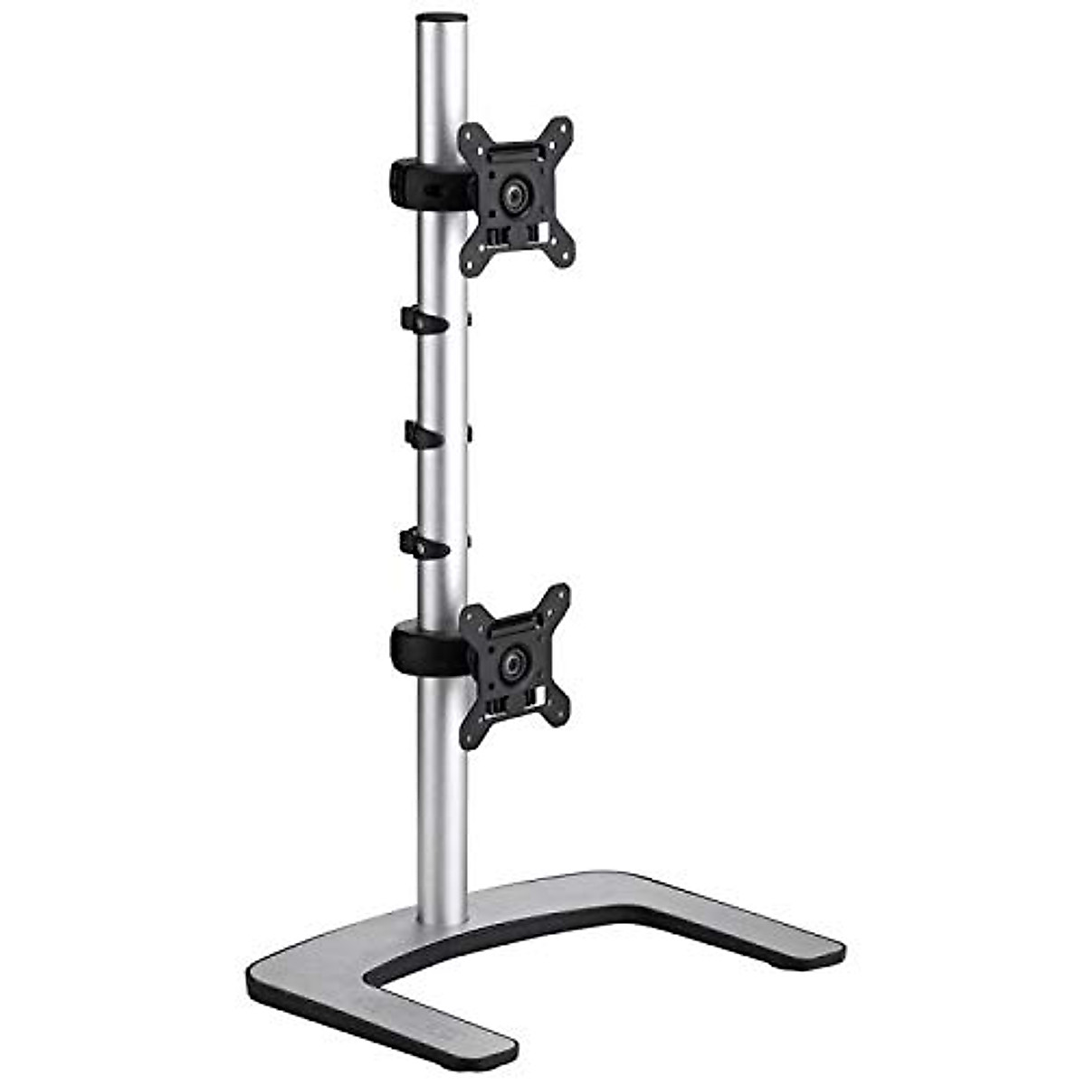 Atdec dual stack or single monitor desk Mount - Freestanding base - Load screen monitors up to 26.5lb flat or 20lb curved - VESA 75x75, 100x100 - Quick display release, tilt, pan, landscape/portrait