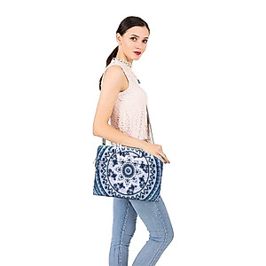 MOSISO Laptop Shoulder Bag Compatible with MacBook Air/Pro, 13-13.3 inch Notebook, Compatible with MacBook Pro 14 inch M3 M2 M1 Chip Pro Max 2023-2021, Polyester Briefcase Sleeve Mandala MO-MDL006