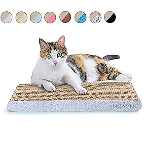 AMZNOVA Cat Scratcher, Cardboard Cat Scratchers, Durable & Recyclable Scratch Pad, Colors Series, Narrow, Glitter Silver