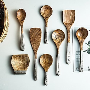 Cooking Utensils Set of 9 - Complete Kitchen Utensils for Cooking with Storage Box & Spoon Holder - Durable and Nonstick Cookware-Cooking Tools (9PCS-White)