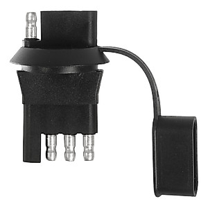 CURT 58404 4-Way Flat Vehicle-Side Trailer Wiring Adapter for 1-1/4-Inch License Plate Light Hole , Black