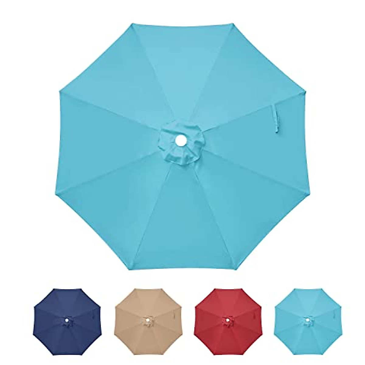 Simple Deluxe 9' Patio Outdoor Table Market Yard Umbrella Replacement Top Cover with 8 Ribs, 9ft Canopy, Turquoise Canopy