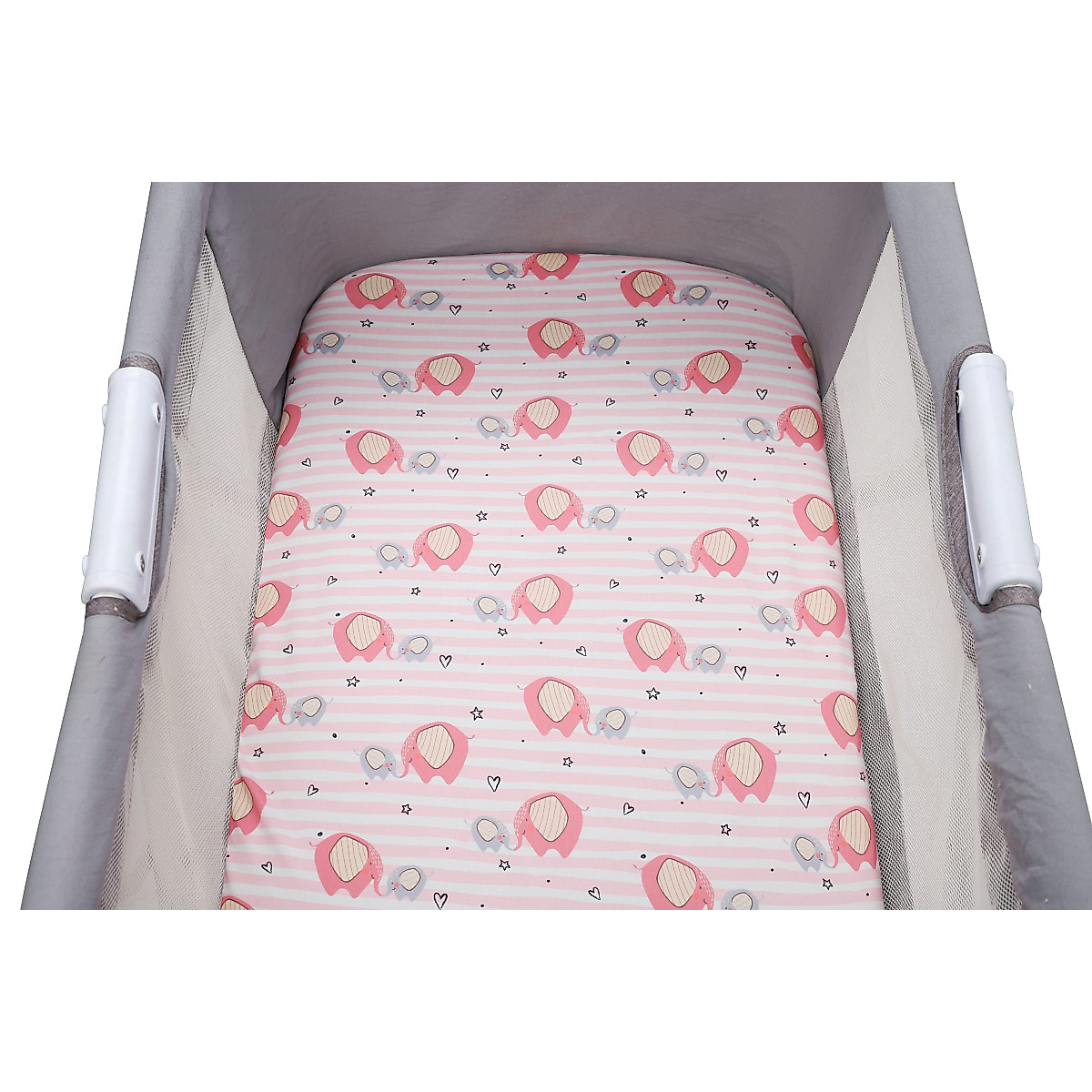 Bassinet Sheets for Baby Boy and Girl, Stretchy Breathable Fitted Sheet Universal for Bassinet Cradle Hourglass Oval Rectangle Pad/Mattress, 4 Pack Deer, Elephant, Rabbit and Squirrel Printing