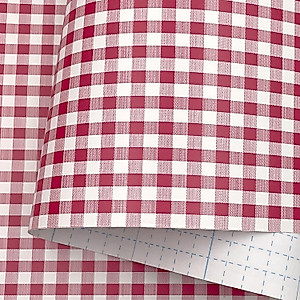 Yifely Red Holiday Gingham Drawer Paper Self-Adhesive Shelf Liner Makeup Cabinet Decor 17.7 Inch by 9.8 Feet