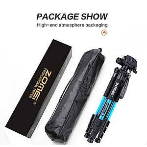 Portable 55-inch Camera Tripod Q111 Lightweight Phone Stand with Phone Holder and Quick Release Plate for DSLR Cameras,Cell Phones,Projector,Webcam,Spotting Scopes Canon EOS Nikon Sony Samsung(Blue)