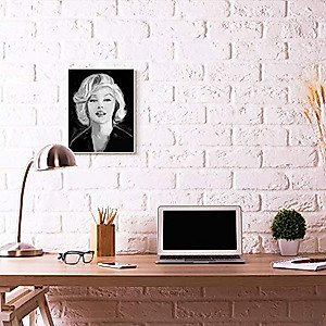 Stupell Industries Marilyn Portrait Vintage Hollywood Movie Star Classic Illustration, Design by Artist Jadei Graphics Art, 13 x 0.5 x 19, Wall Plaque