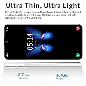 S30 Ultra Cellphones 5G Smartphone 6800mAh 8GB RAM 256GB ROM 7.0 in Face Unlock Cell Phone 50MP 108MP Mobile Phones Android Global Version,White-256GB
