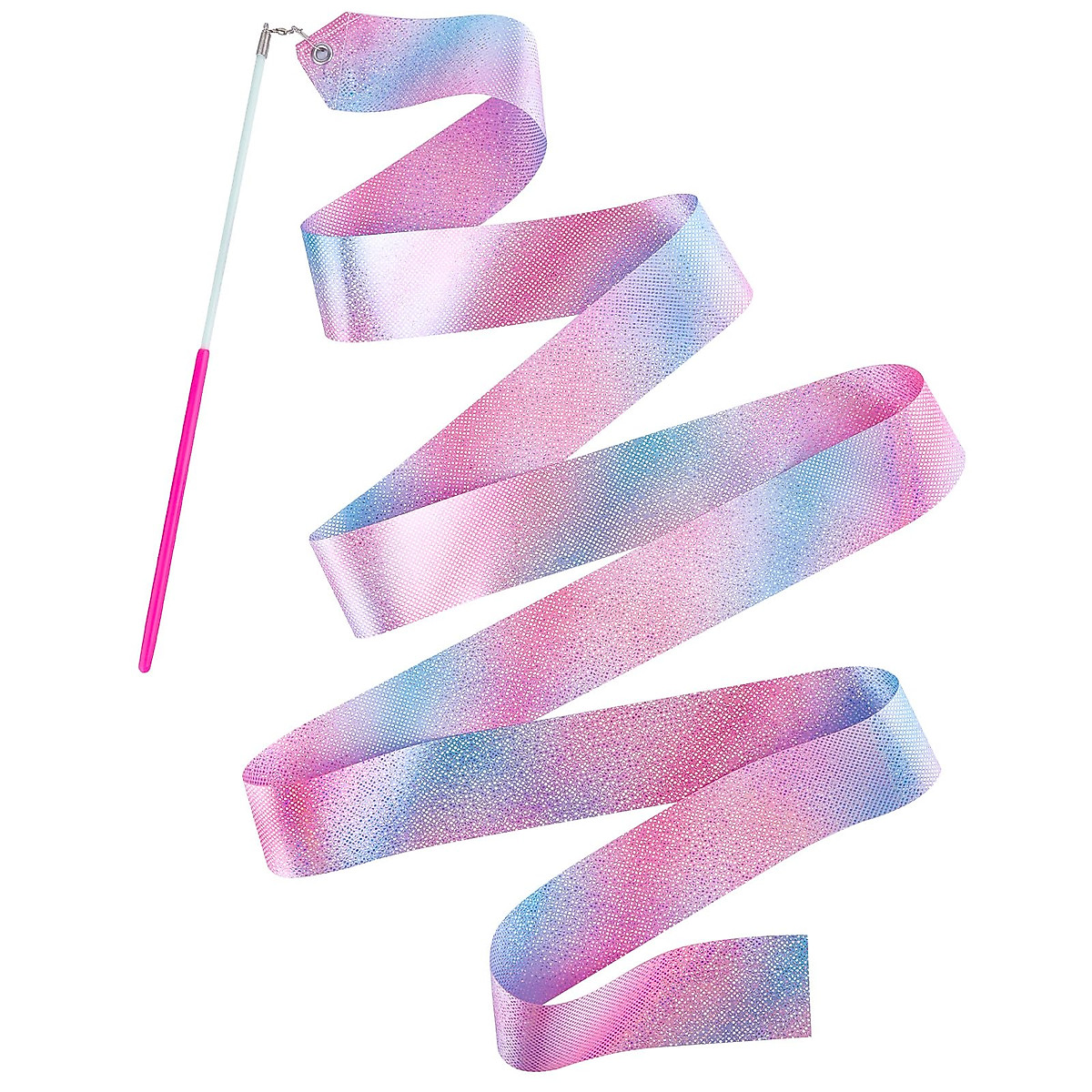 HiUnicorn 14PCS Sparkling Dance Ribbon for Kids Girls Princess Mermaid Ballet Ballerina Gymnastics Birthday Party Favors Decorations, Kids Twirling Streamer Ribbon Dancer Wands for Outdoor Toys