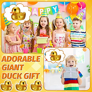 Honoson 6.89 Inch Giant Glitter Rubber Duck Big Glitter Rubber Duck Large Sparkly Duck Bath Toy with Squeaky Sound for Summer Baby Shower Birthday Party Favor Gift (Gold)